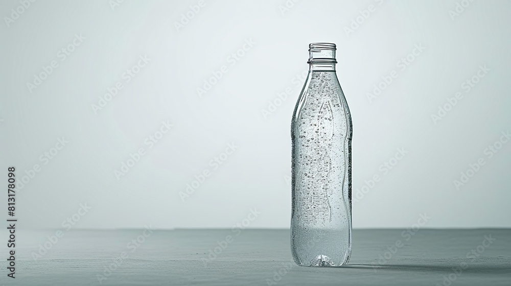 Transparent water bottle, sleek and sustainable, epitomizing hydration ...