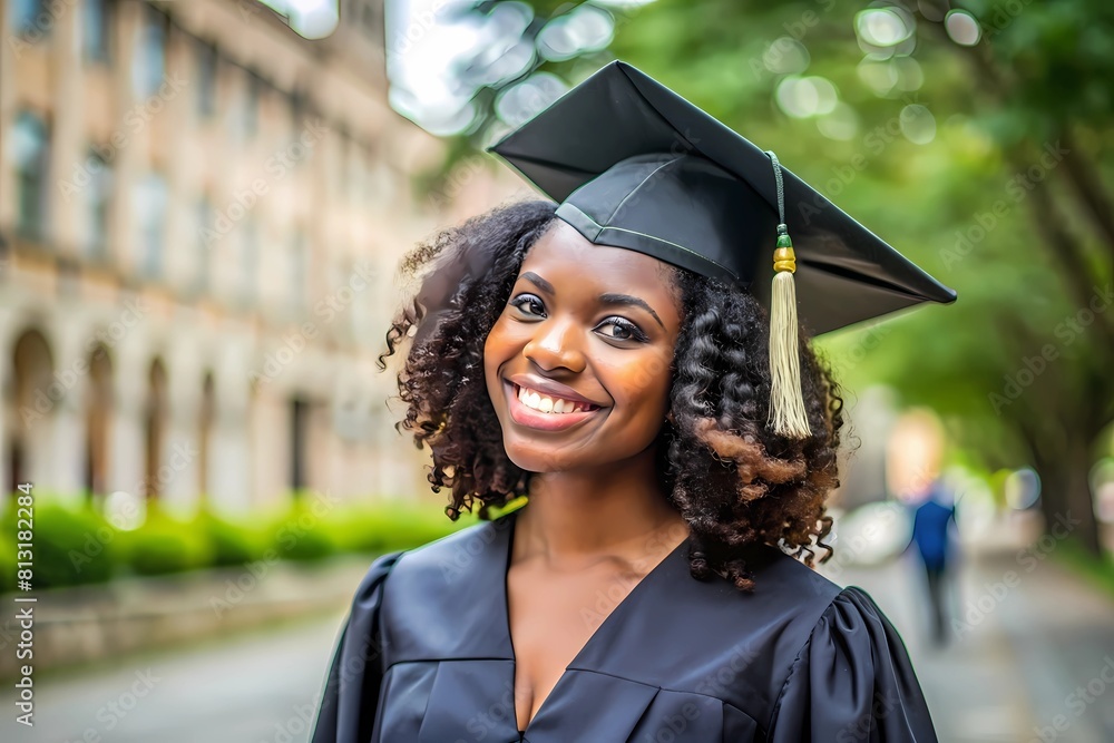 Smiling African Woman in Graduation Attire, Graduation Background Stock ...