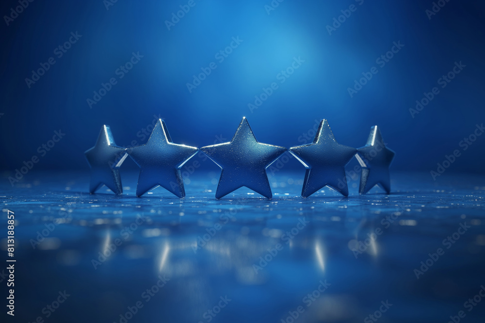 Five blue stars on a reflective surface Stock Photo | Adobe Stock