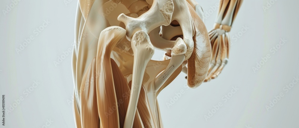 3D realistic illustration of the hip muscular system on a white ...