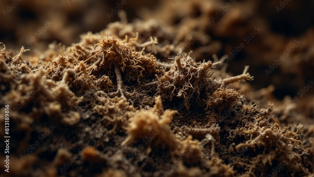 soil microorganisms close up under the microscope. in a soil samlple ...