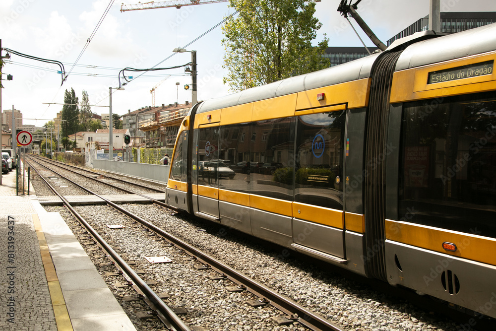 orto metro tram at a station, showcasing the modern and efficient ...