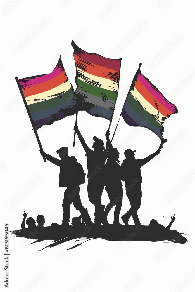 LGBTQIA+ Activists Raising Pride Flags And Banners In Support Of ...