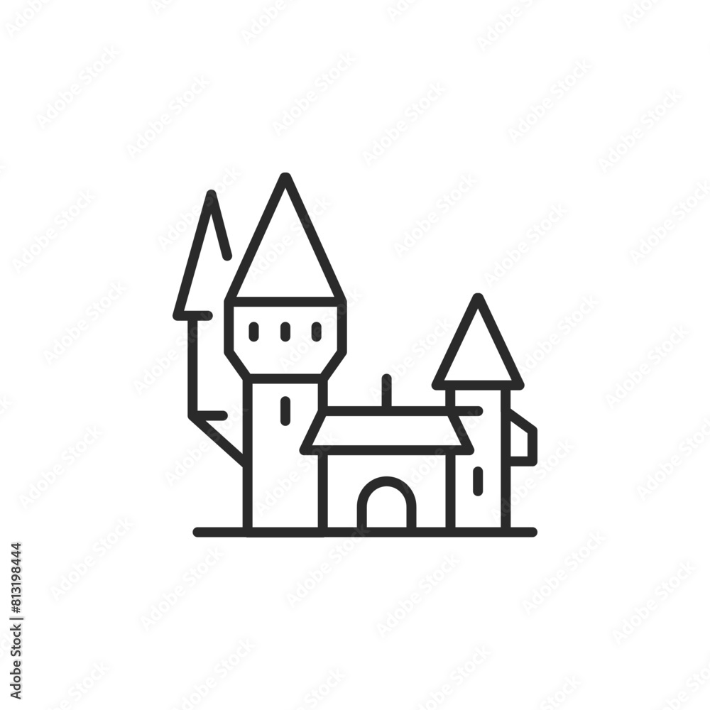 Medieval castle icon. Simplified representation of a historical castle ...