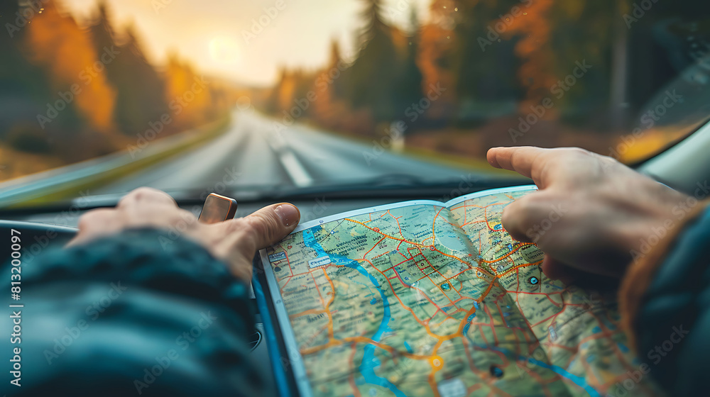 Foto de Navigator map in car vehicle transportation commuter, Driver ...