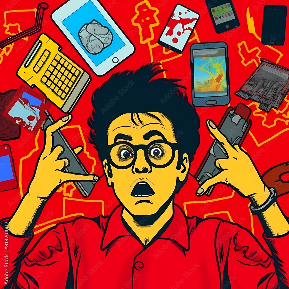 Quirky Nerd Character in Bold Pop Art Stock Illustration | Adobe Stock