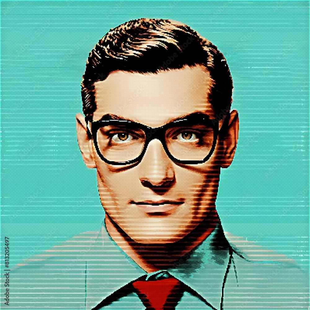 Nerd with Shocked Expression on colorful Background in Pop Art Style, 8 ...