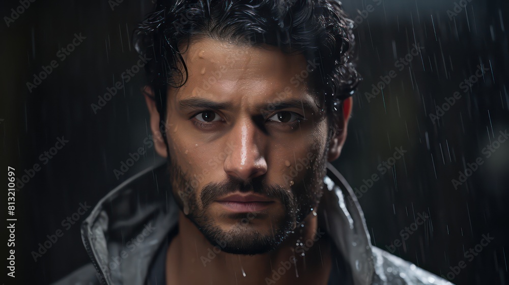 A personable man with dark hair and a serious expression, featuring a ...