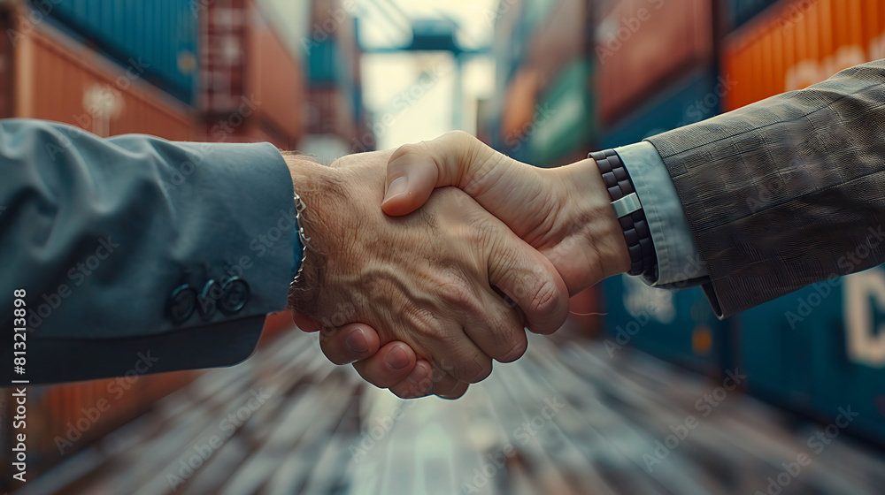 Successful logistic and transportation deal, Businessmen handshake for ...