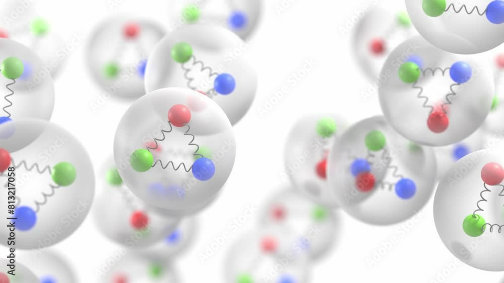 quarks subatomic particles 3d animation loop. Can be used to represent ...