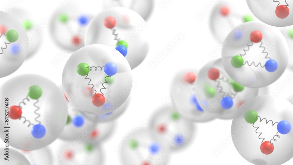 quarks subatomic particles 3d representation. Can be used to represent ...