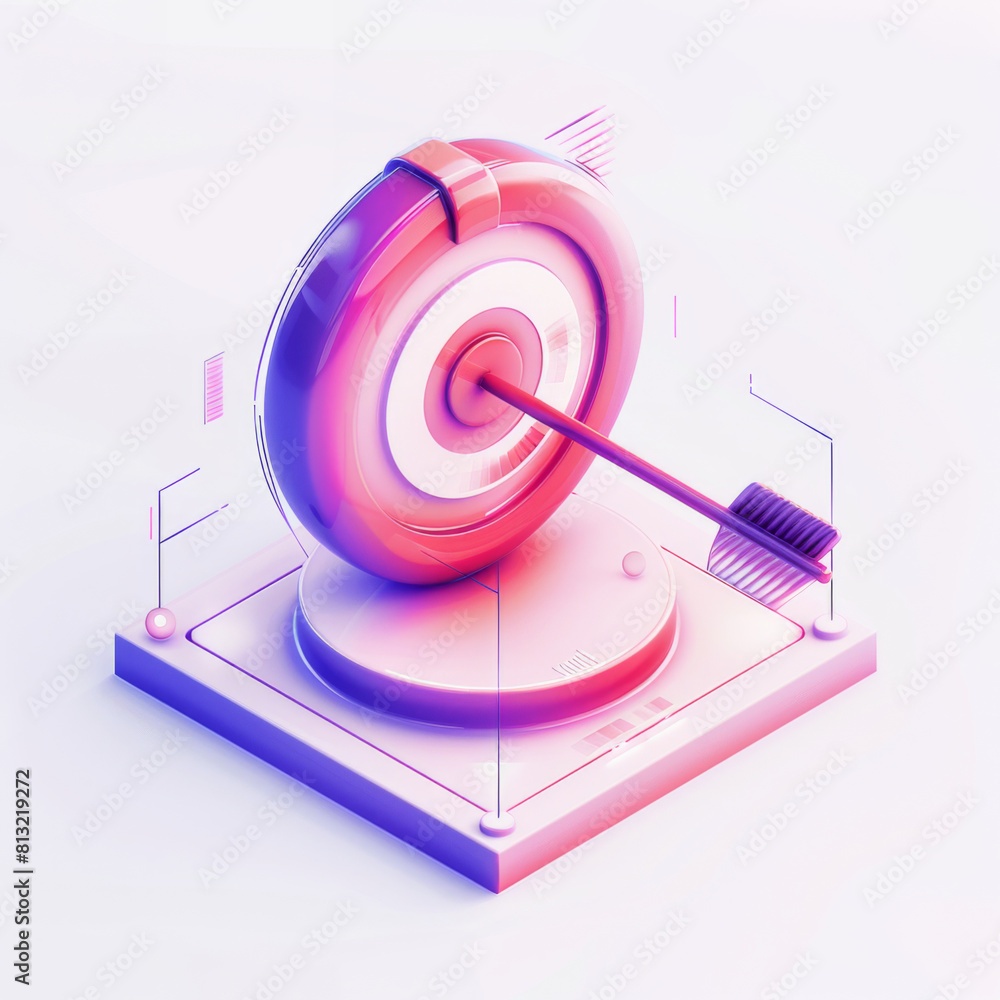 Abstract 3D Visualization of Pink and Purple Growth Chart with Upward ...