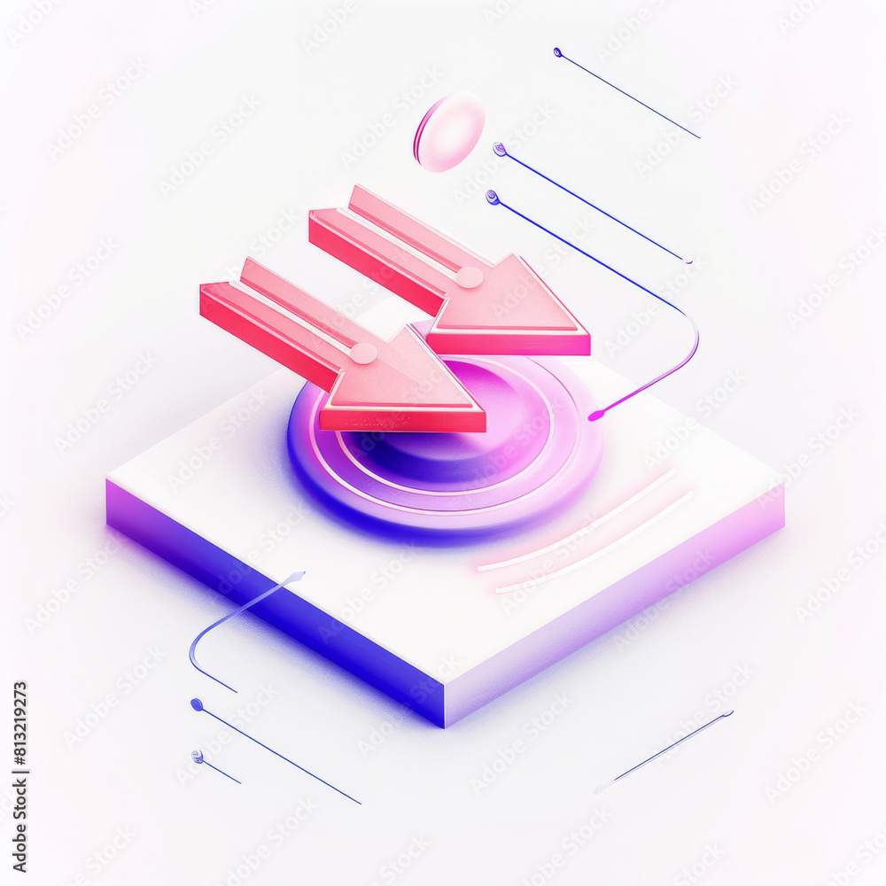 Abstract 3D Visualization of Pink and Purple Growth Chart with Upward ...