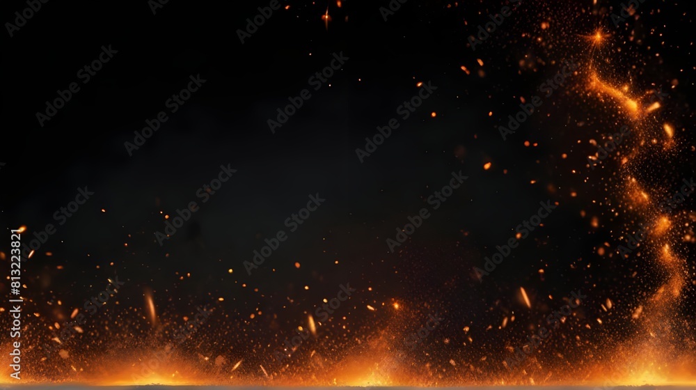 Abstract Fire Sparks Over Black Background,pyrotechnic display, fiery ...