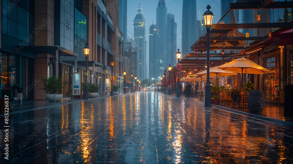 Food Street View During Rain, City at Night, Beautiful Street View At ...
