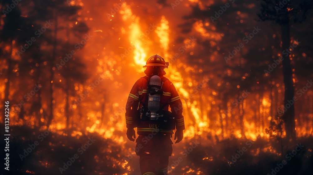 Brave Professional Firefighter Battling Intense Wildfire: A Tribute to ...