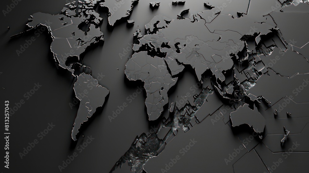 world map in grayscale, modern, futuristic, minimalistic design Stock ...
