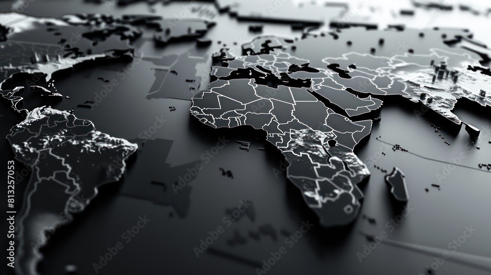 world map in grayscale, modern, futuristic, minimalistic design Stock ...