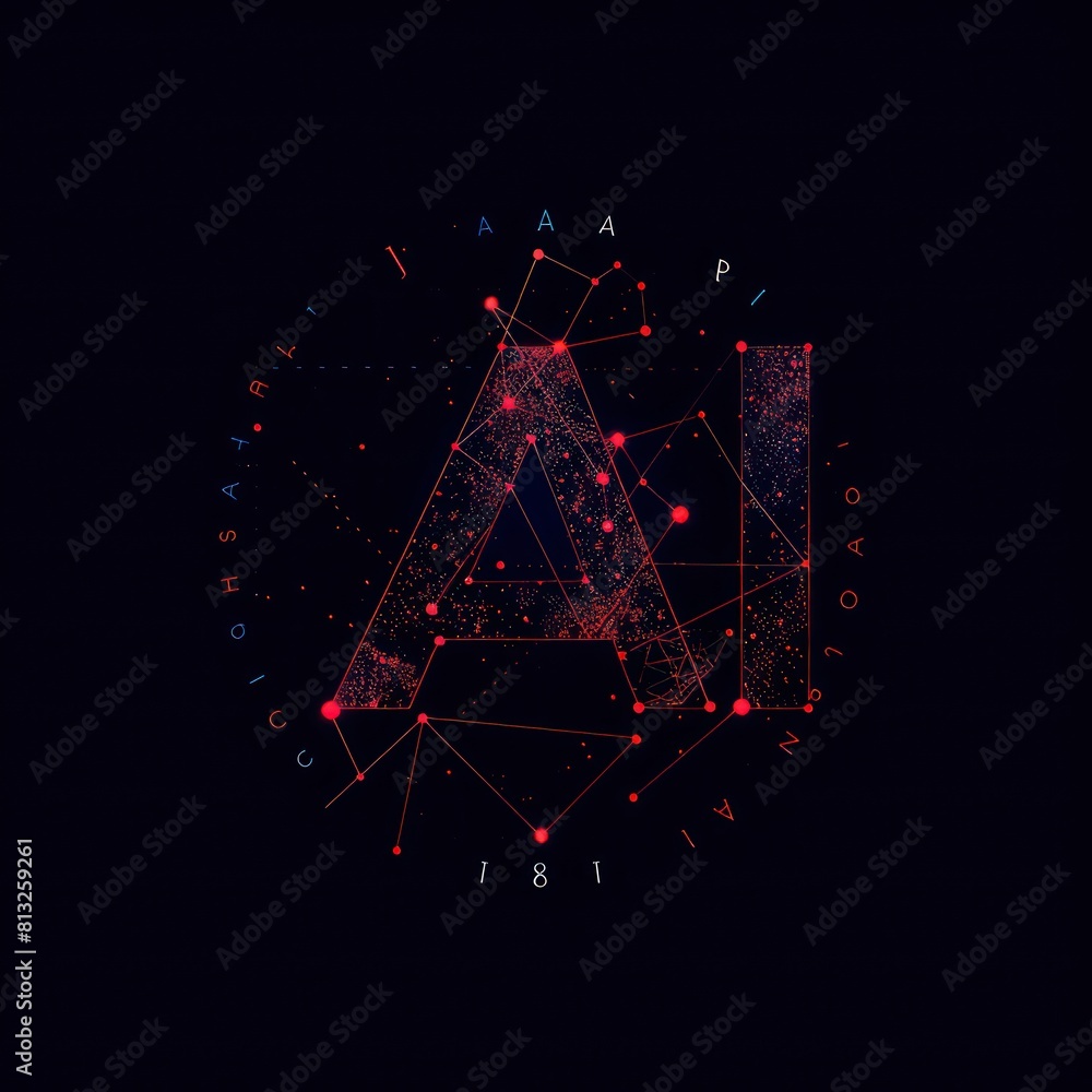 AI logo in dark blue tones, symbols neural networks or circuit patterns ...