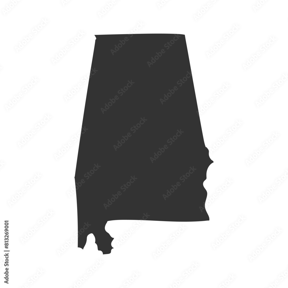 Alabama Icon Silhouette Illustration. Map Vector Graphic Pictogram ...