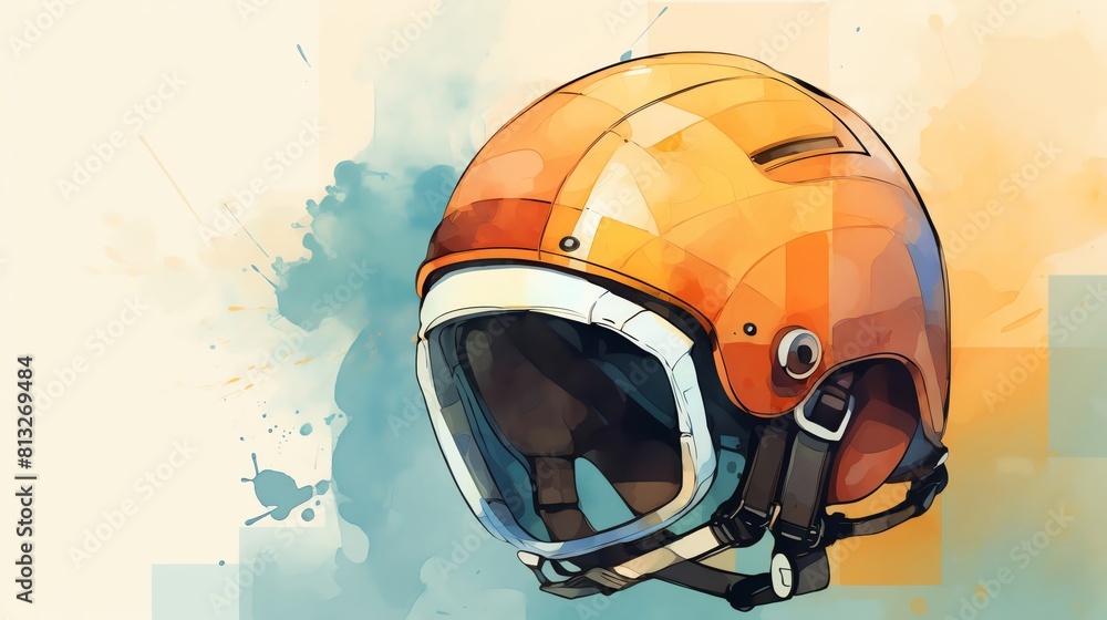 Helmet flat design top view safety theme water color Complementary ...