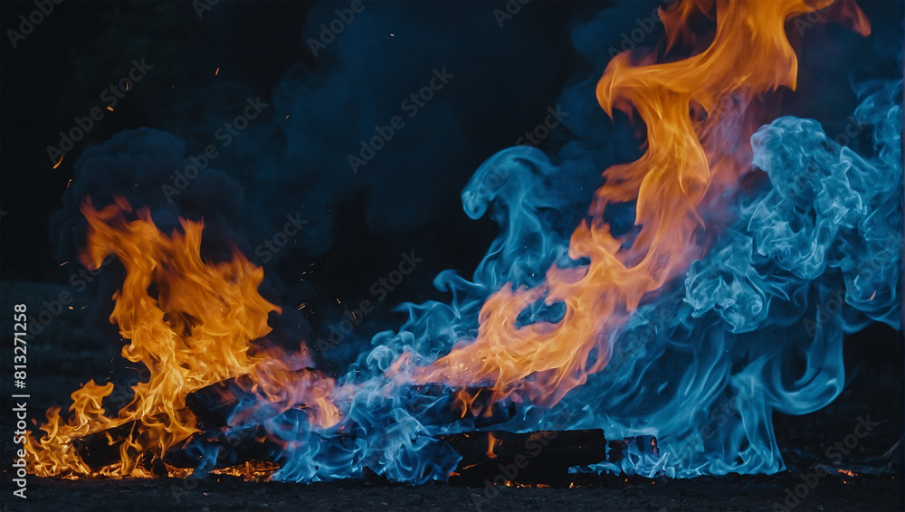 Wallpaper image of burning blue flames Stock Illustration | Adobe Stock