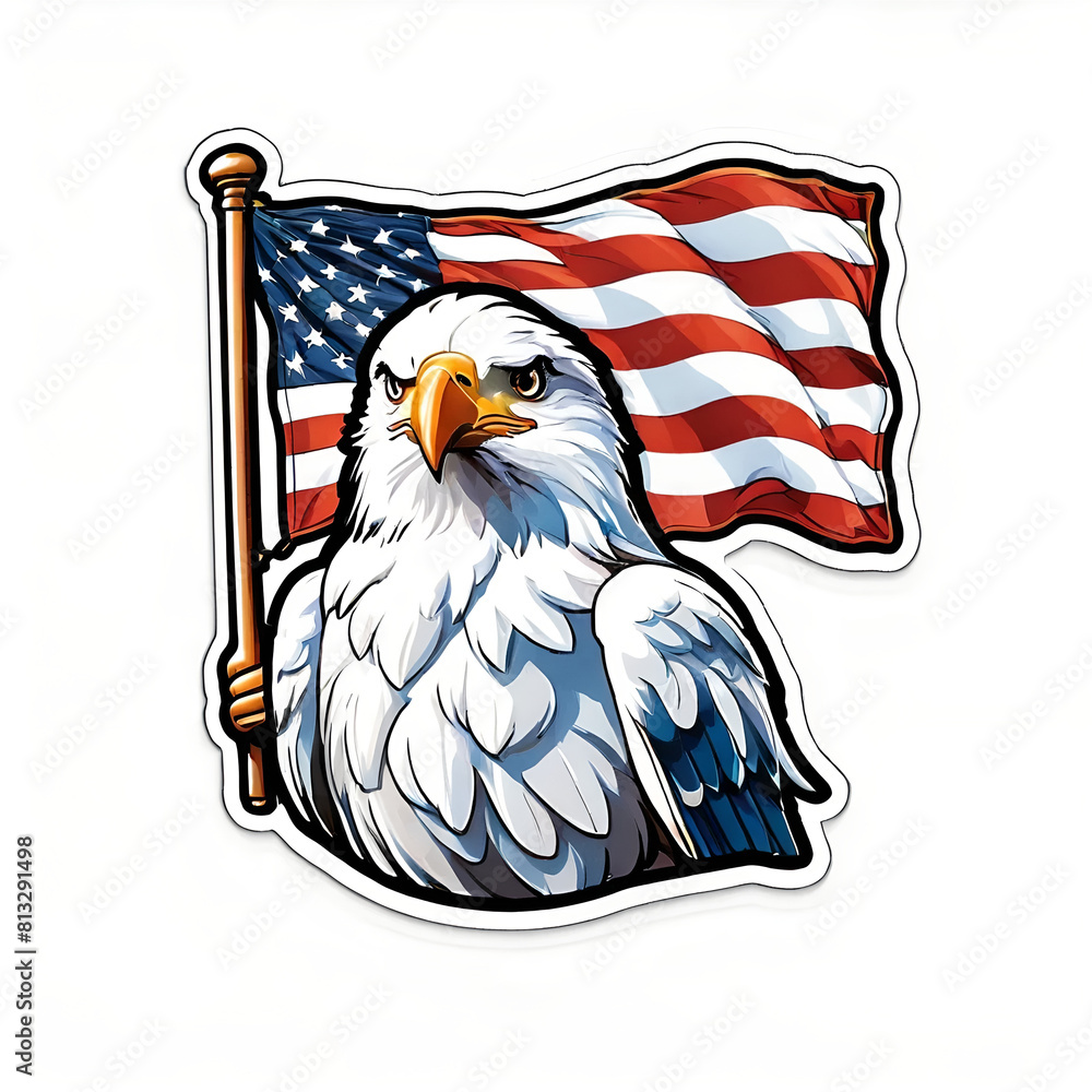 American national symbols on stickers on white background (2). Stock ...