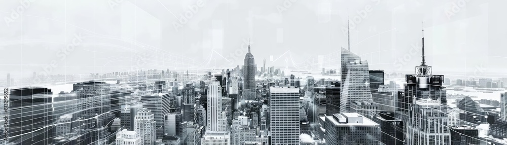 Tech Enhanced Skyline Top View Of A City Skyline Augmented With Tech