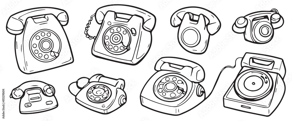 Vintage 80s Telephone Icon Illustration Collection - Perfect Nostalgic ...