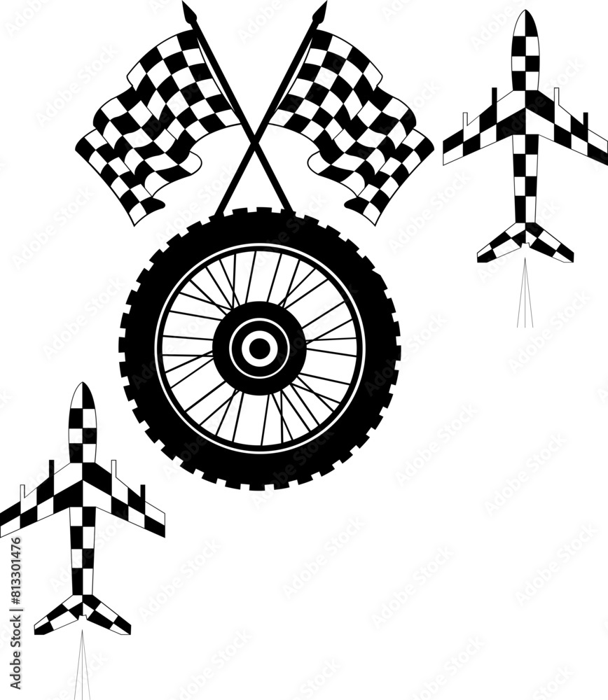 Modern Vector black and white checkered auto racing flags and finishing ...