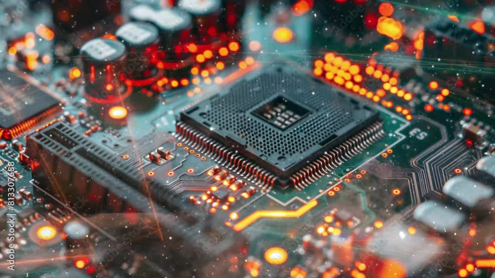 hardware and computer background concept. cpu chip on circuit board ...