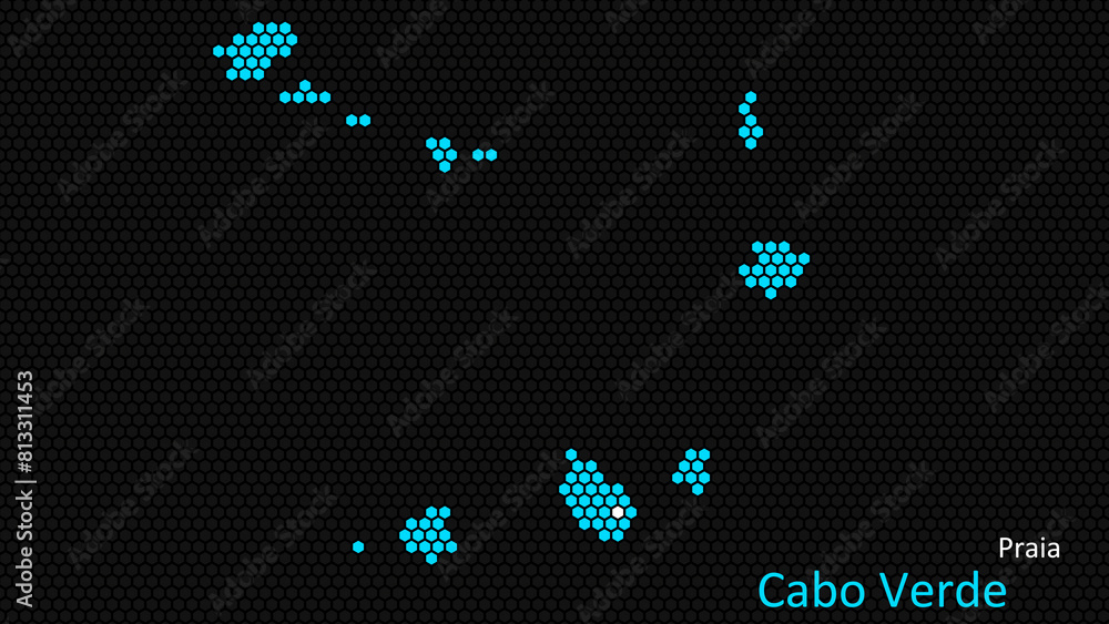 A map of Cabo Verde, with a dark background and the country's outline ...