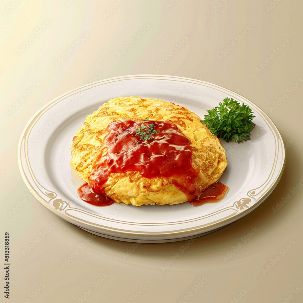 Omu-raisu consists of an omelet made with fried rice and thinly fried ...