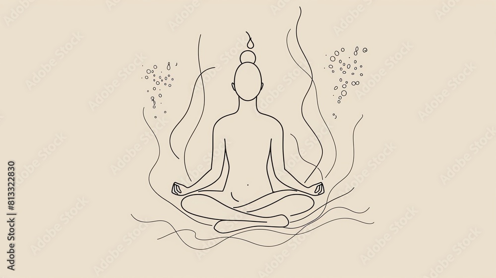 This is a simple line drawing of a person meditating. The person is ...