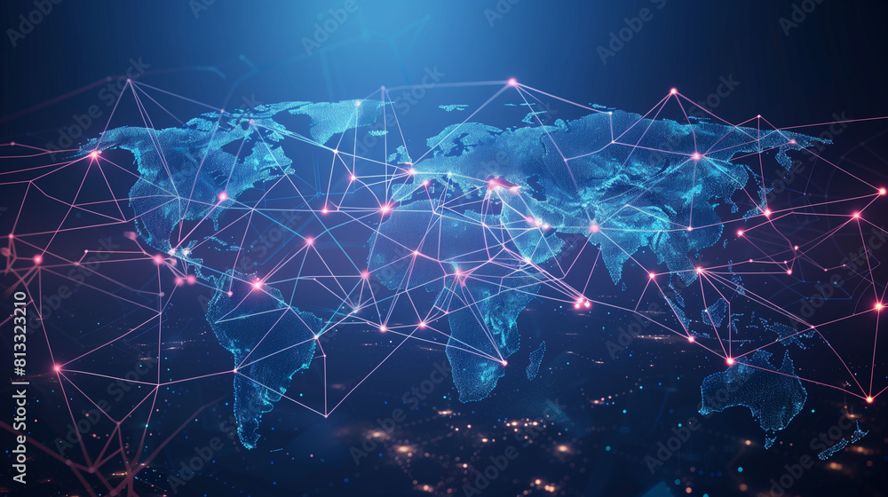 "Abstract world map, idea of worldwide connections and linking ...