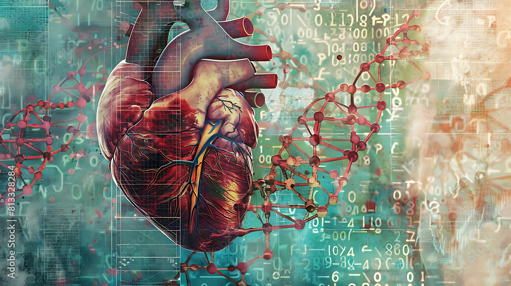 3d human heart anatomy with DNA gene helix Stock Illustration | Adobe Stock