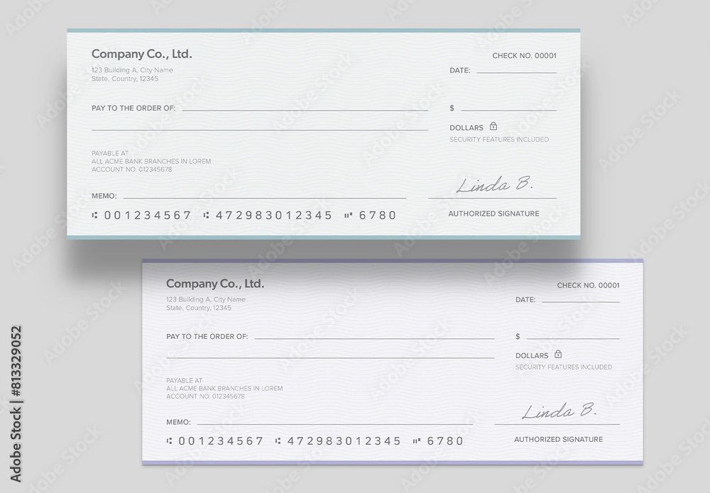 Blank Check / Cheque Template Stock Template | Adobe Stock