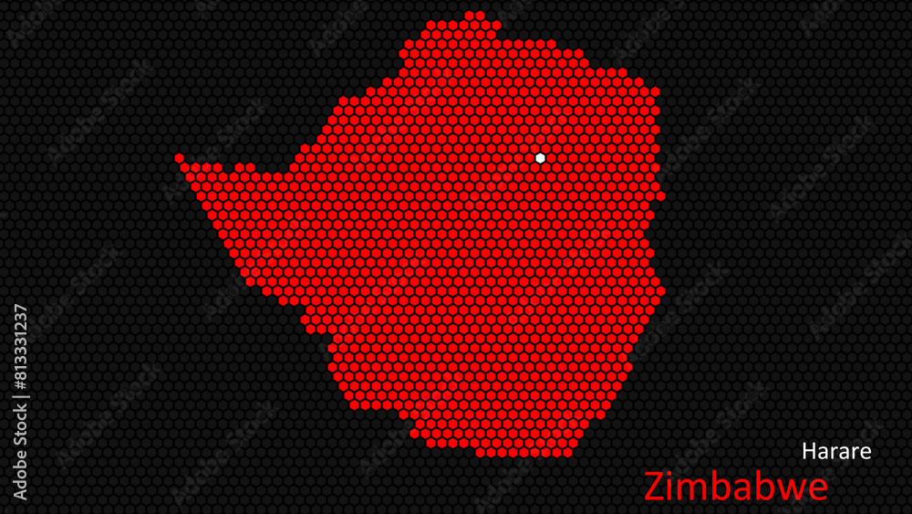 A map of Zimbabwe, with a dark background and the country's outline in ...