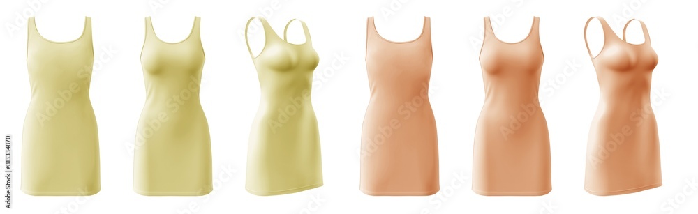 2 Set of pastel light yellow orange bodycon sleeveless basic everyday ...