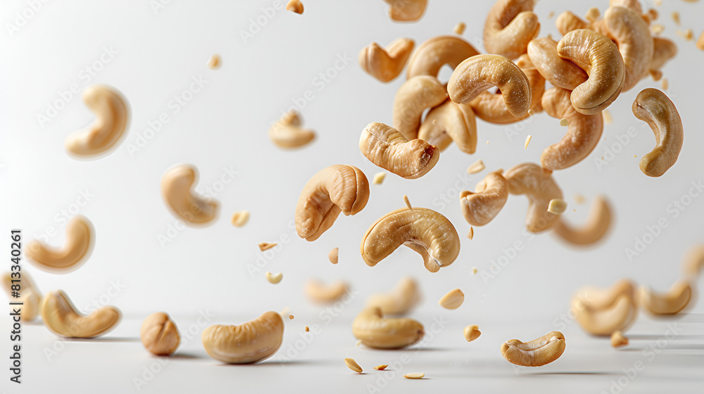 Falling Cashew Nuts Isolated on Transparent Background. Fresh Cashews ...