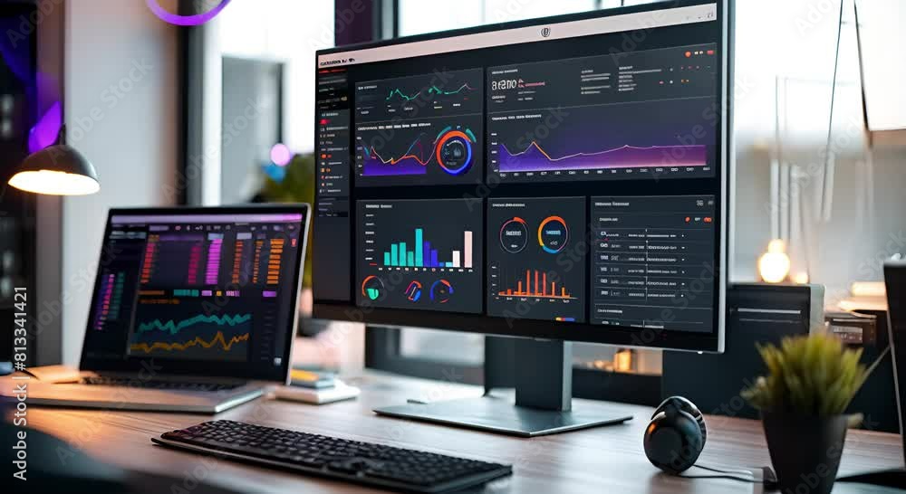 Data analysis is automated with AI technology. Big data, business ...
