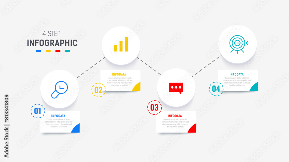 Four Step Infographic element design Vector template for presentation ...