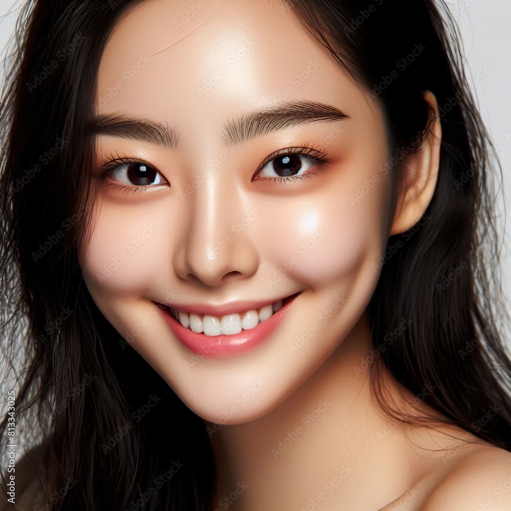 Studio shot photo of beauty light studio of smiling korean young asian ...