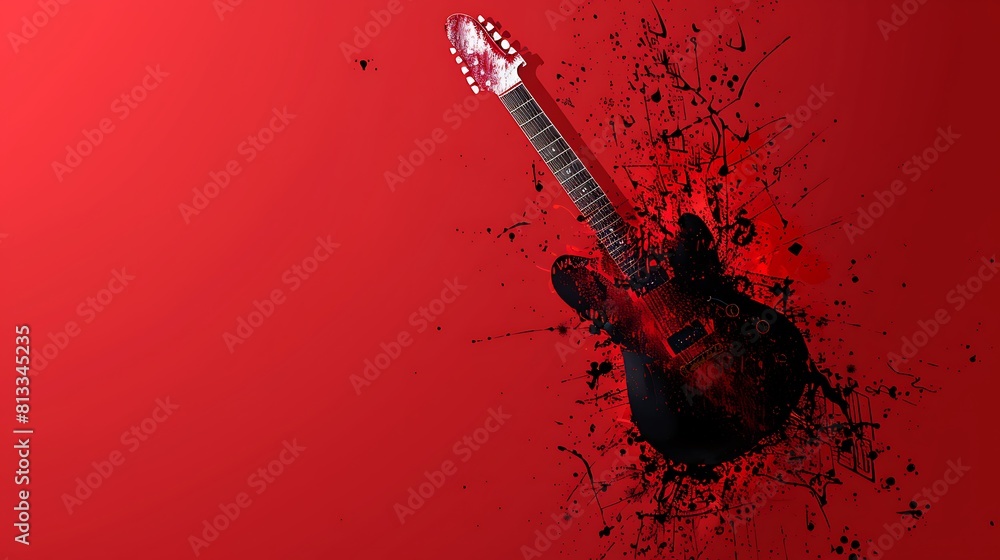 Red music background guitar and strings in a minimalist approach Stock ...