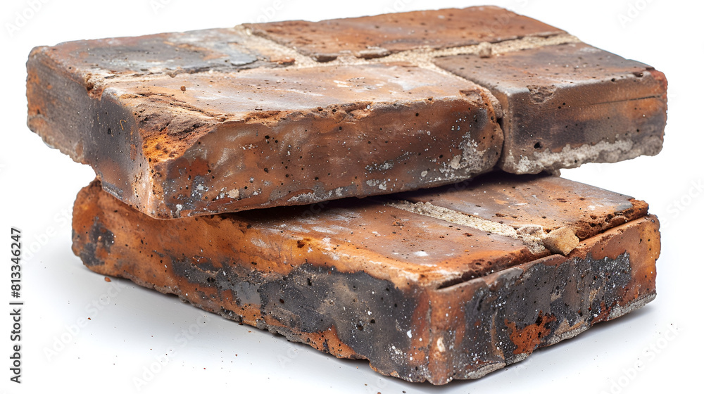 Foto de Old Bricks Isolated on Transparent Background, Vintage Red ...