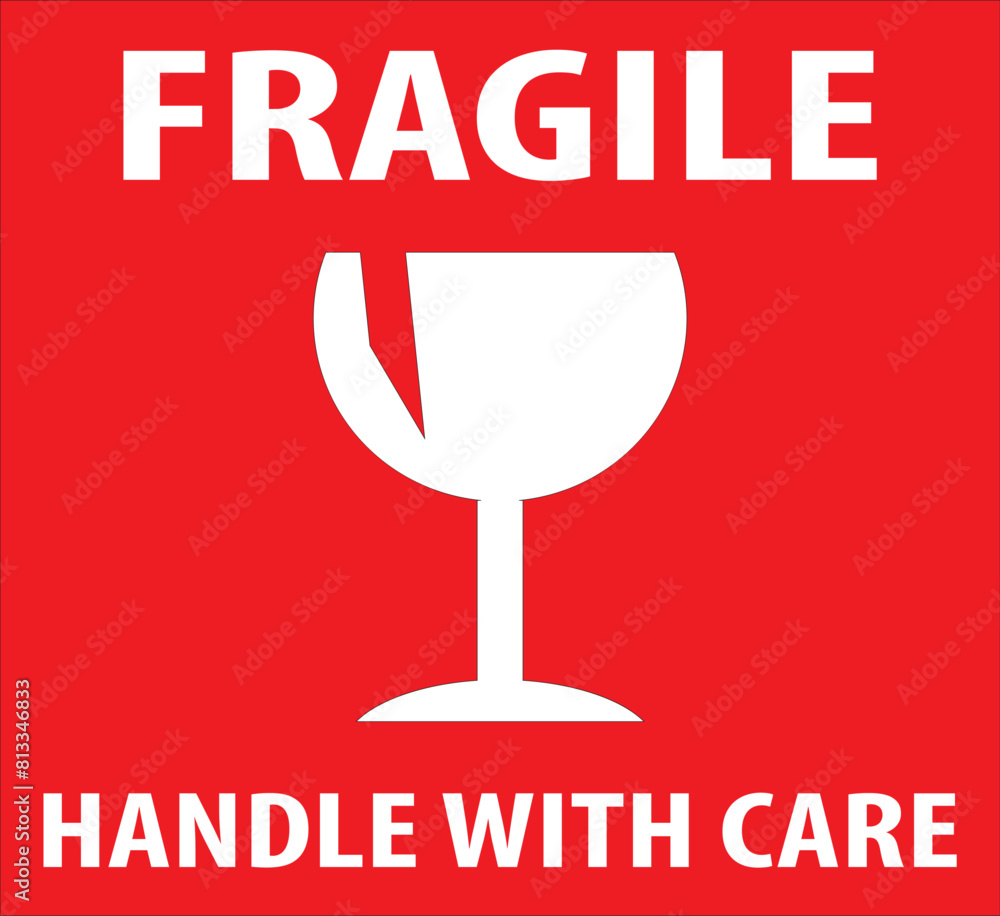 Fragile handle with care warning sign notice vector.eps Stock Vector ...
