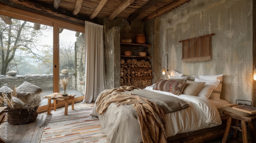 A cozy bedroom with a beautiful view of the forest. The perfect place ...