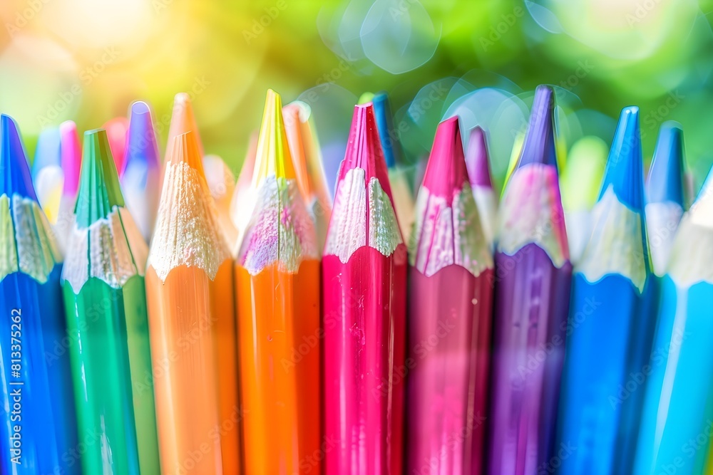 School vibrant colored pencils on pastel background, Back to school ...