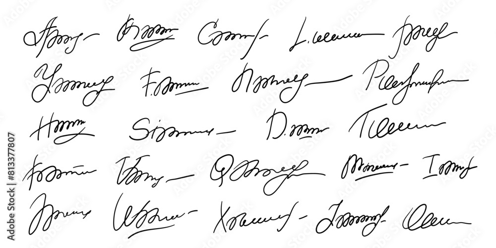 Vetor de Set of different fake autographs and signatures, mimicking ...