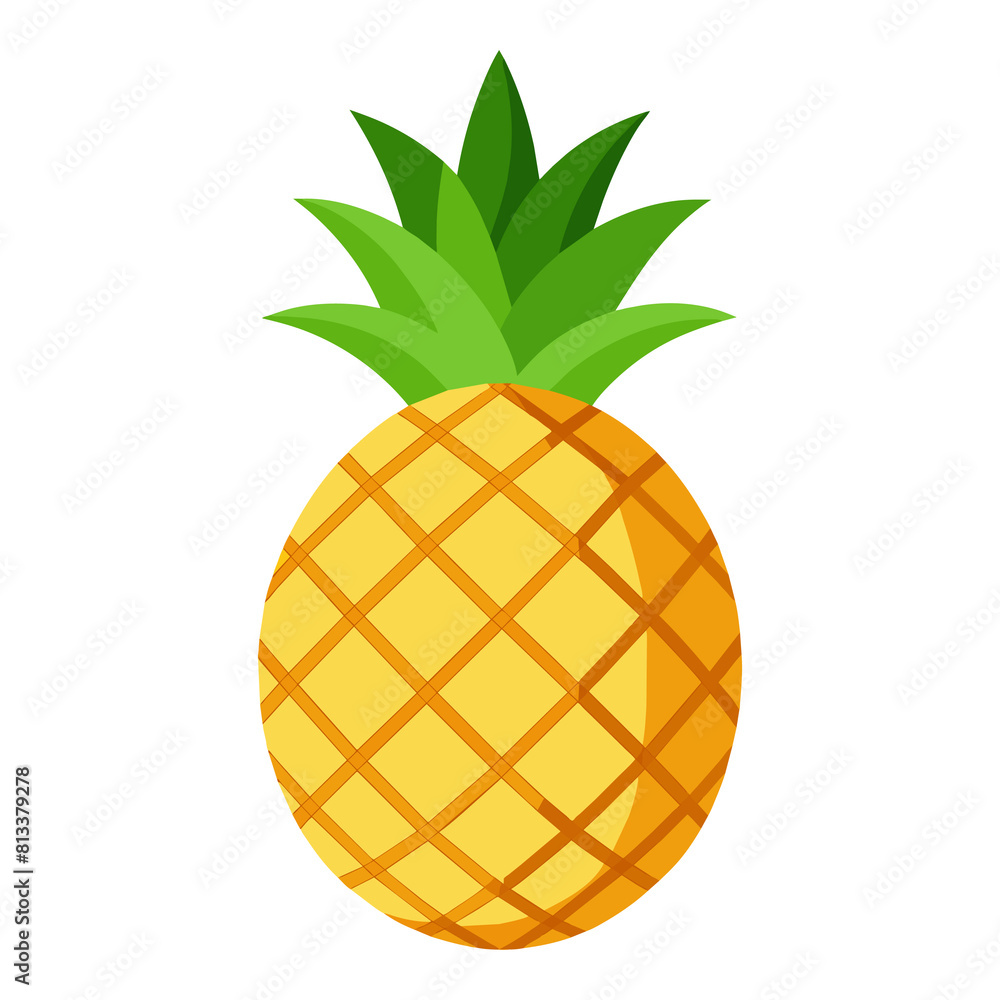 Fresh Pineapple with leaf icon tropical fruit isolated vector ...